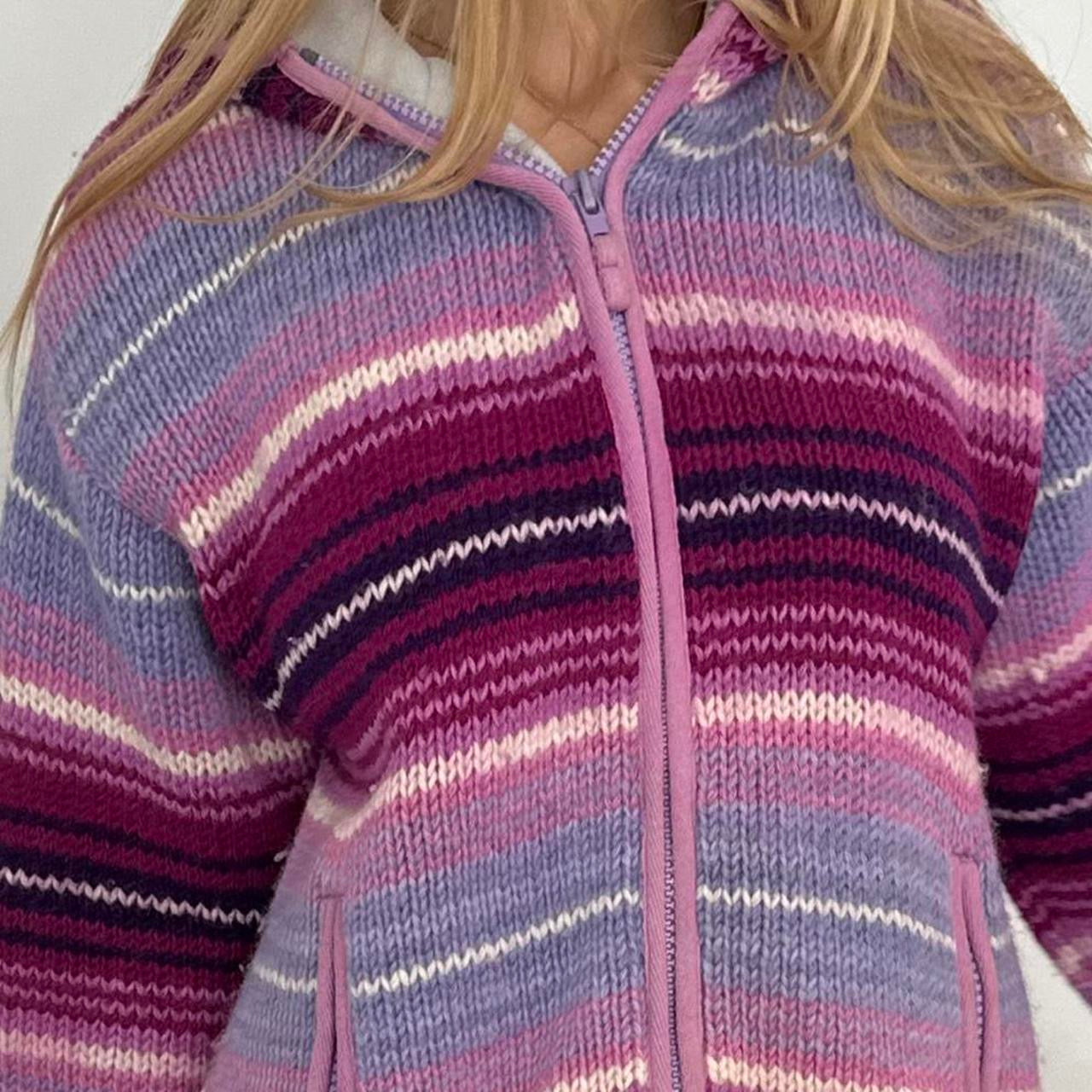 Vintage pink and purple knit zip up jacket – Chelsea Thrift